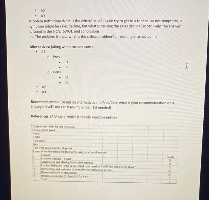 Template case write-up Not to exceed 5 pages | Chegg.com