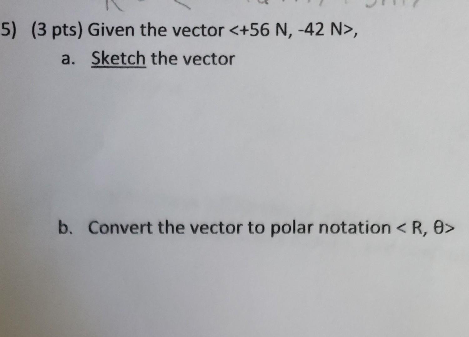 Solved (3 pts) Given the vector , a. Sketch the | Chegg.com