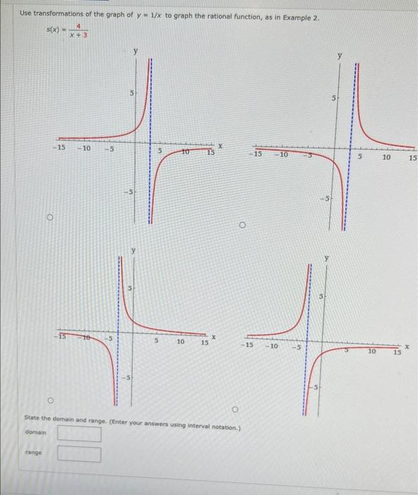 Solved Use transformations of the graph of y=1/x to graph | Chegg.com