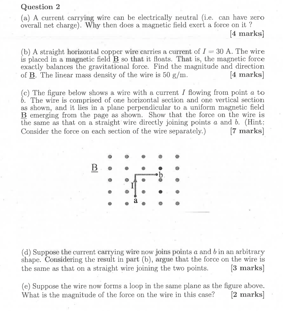 Solved Question 2(a) ﻿A current carrying wire can be | Chegg.com