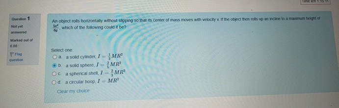 Solved lime letr 1:15. 11Question 1Not yetansweredMarked out | Chegg.com
