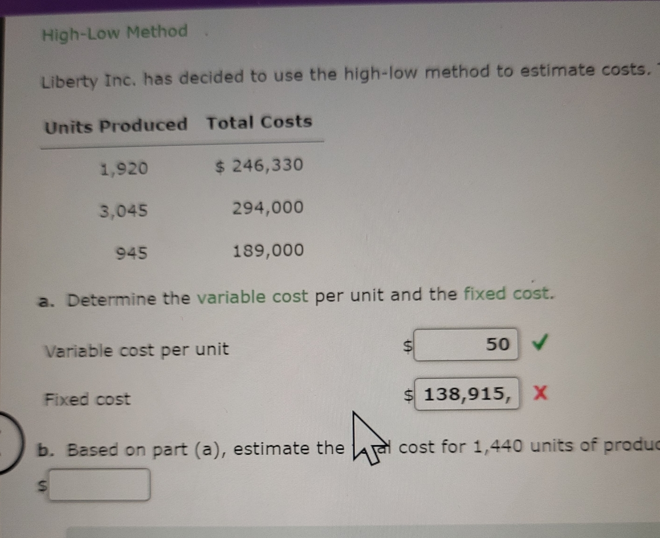 Solved High-Low MethodLiberty Inc. has decided to use the | Chegg.com