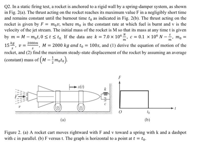 Solved Q2. In a static firing test, a rocket is anchored to | Chegg.com