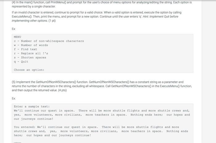 Solved (1) Prompt the user to enter a string of their | Chegg.com