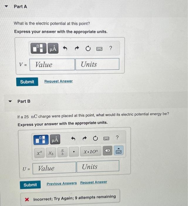 Solved At one point in space, the electric potential energy | Chegg.com