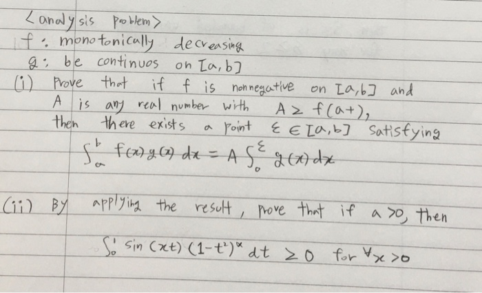 Solved Lanalysis problem> if: monotonically decreasing g; be | Chegg.com
