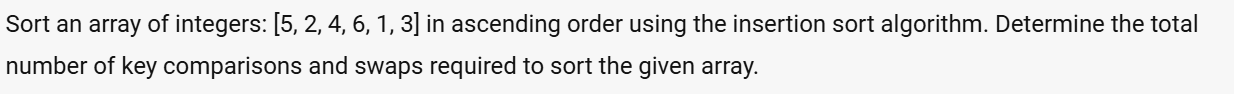 Solved Sort an array of integers: 5,2,4,6,1,3 ﻿in ascending | Chegg.com