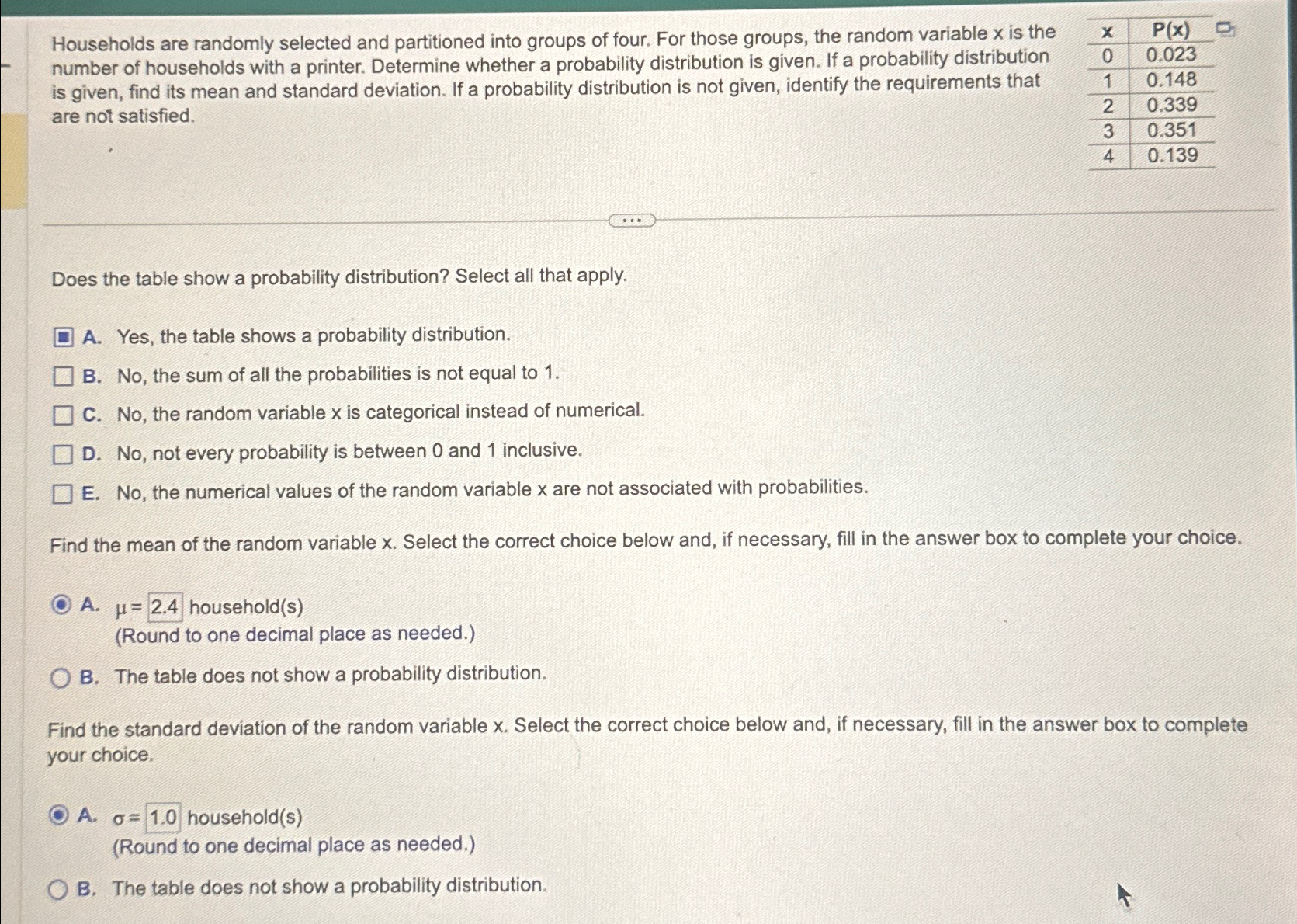 Solved Households are randomly selected and partitioned into | Chegg.com