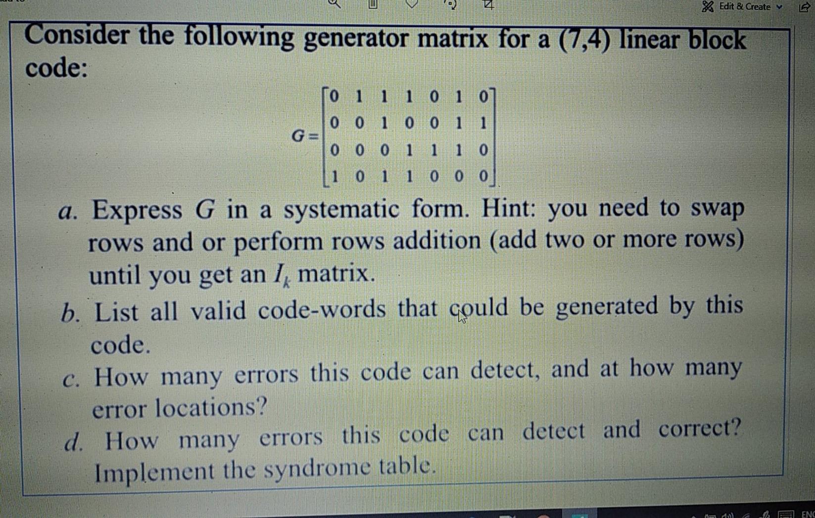 Solved 4 Edit & Create Consider the following generator | Chegg.com