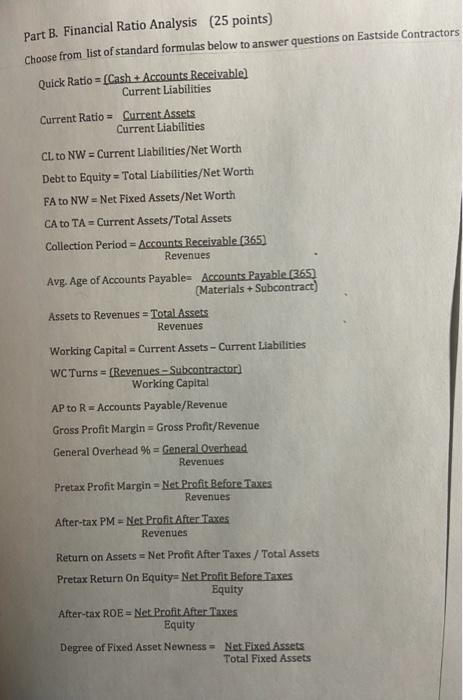 Solved Partil Financial Ratio Analysis (25 points) Choose | Chegg.com