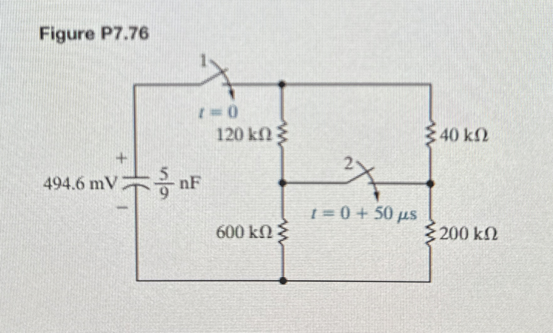 Solved 7.76 ﻿The capacitor in the circuit seen in Fig. P7.76 | Chegg.com