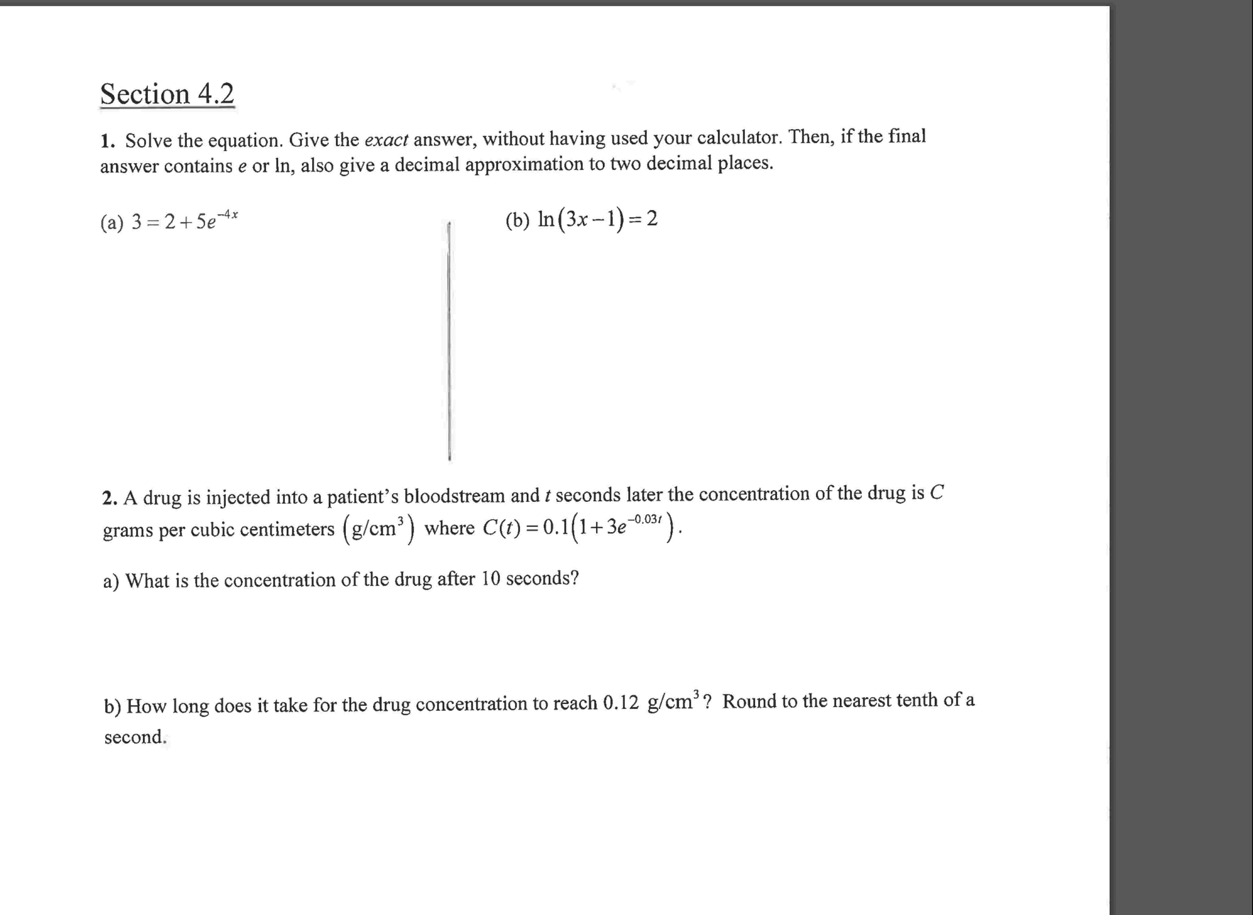 Solved Section 4.2Solve the equation. Give the exact answer, | Chegg.com