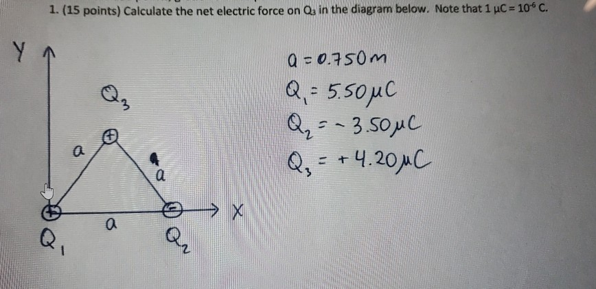 Solved 1. (15 points) Calculate the net electric force on Q3 | Chegg.com