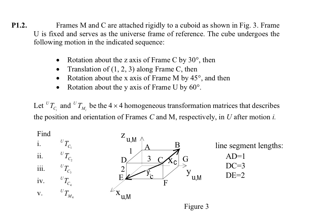 Solved P1.2. ﻿Frames M ﻿and C ﻿are attached rigidly to a | Chegg.com