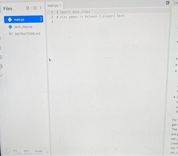 Solved Files main.py deck_class.py MO INSTRUCTIONS....! | Chegg.com