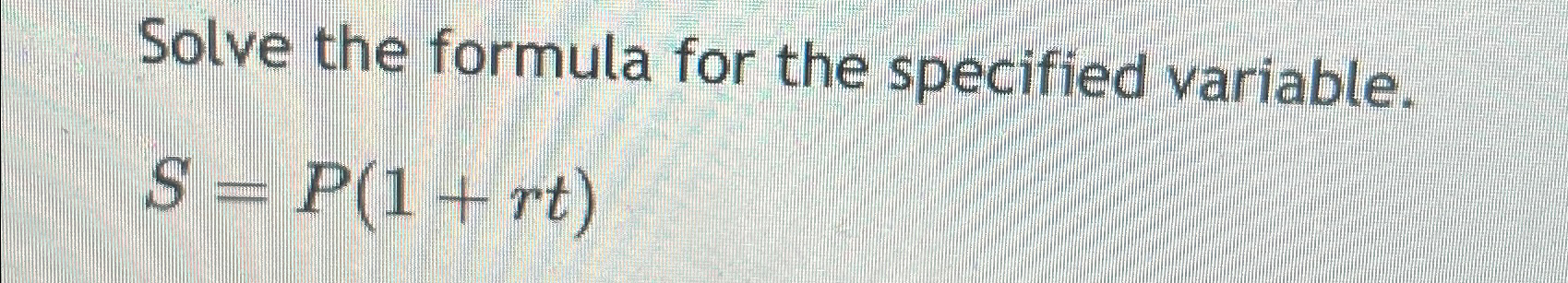 Solved Solve the formula for the specified | Chegg.com