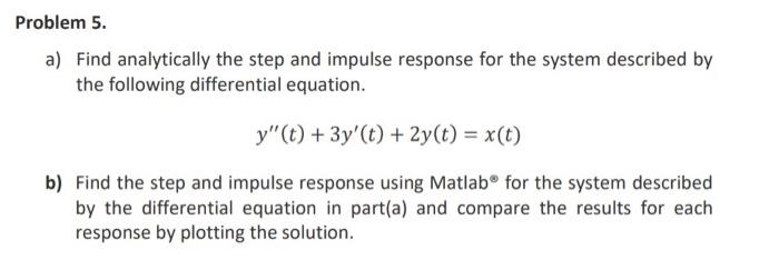 Solved a) Find analytically the step and impulse response | Chegg.com