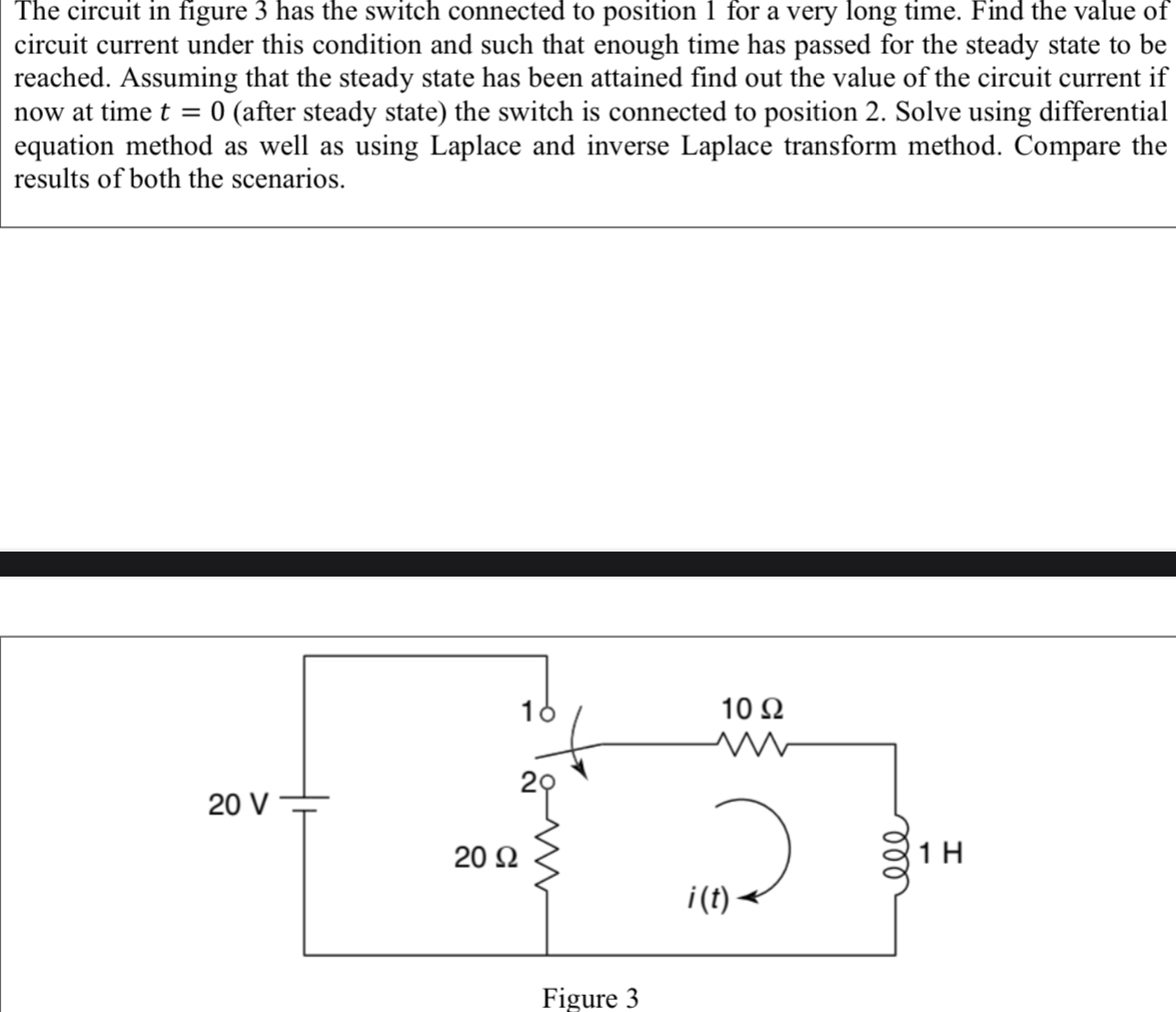Solved How to solve The circuit in figure 3 ﻿has the switch | Chegg.com