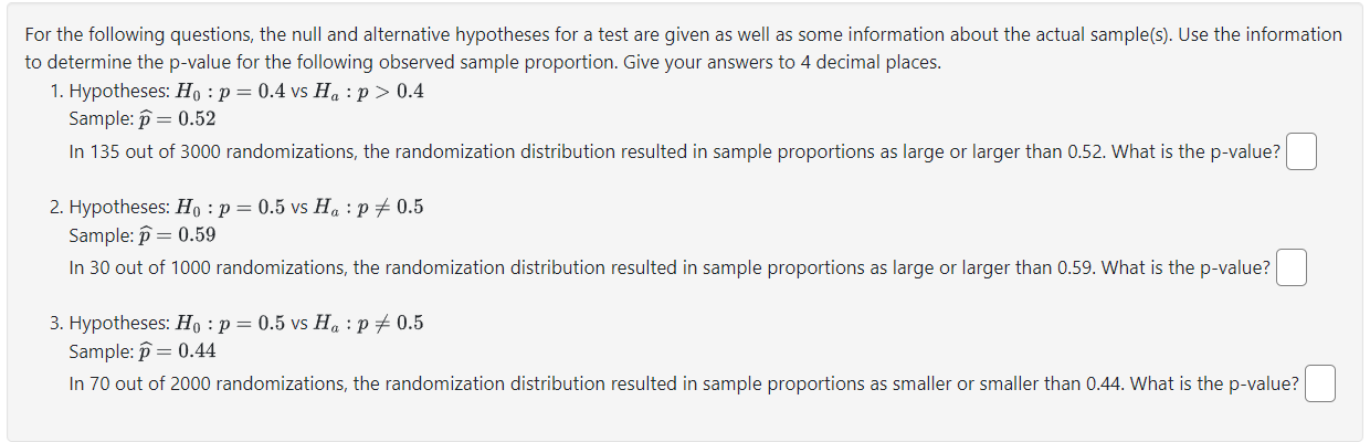 Solved For the following questions, the null and alternative | Chegg.com