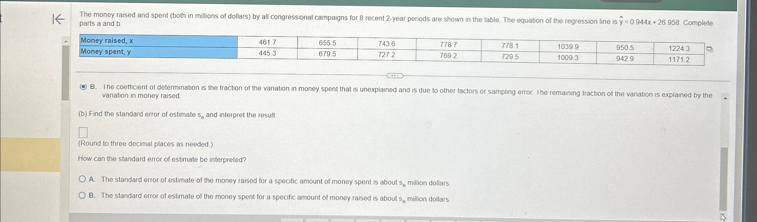 Solved parts a and b\table[[Money raised, | Chegg.com