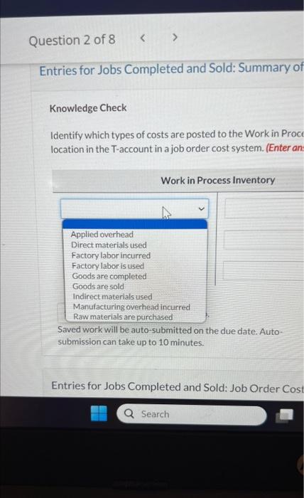Solved Entries for Jobs Completed and Sold: Summary of Job | Chegg.com