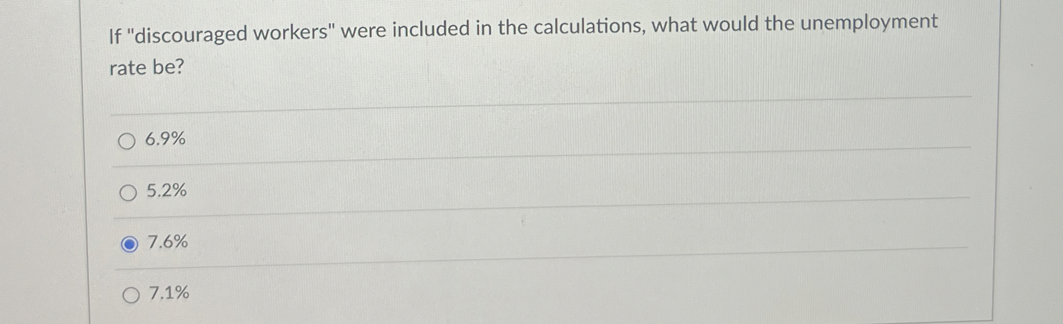 Solved If "discouraged workers" were included in the | Chegg.com