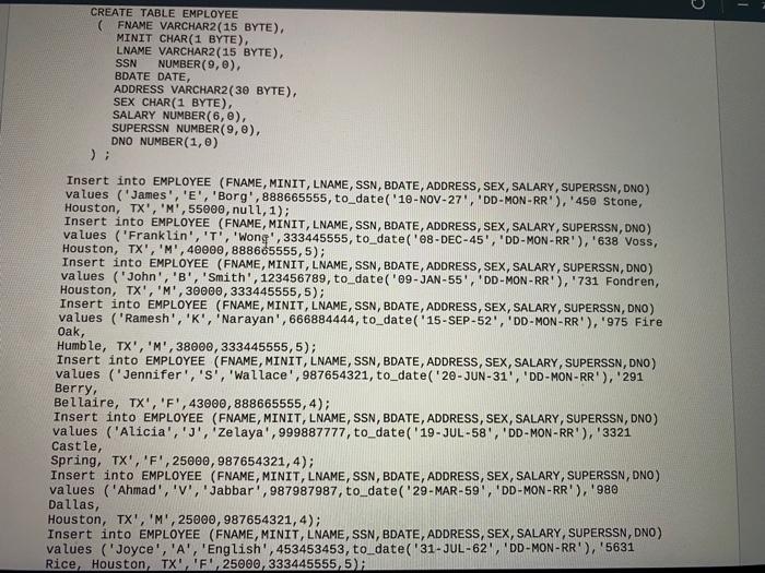 Implement the given DDL and DML scripts to implement | Chegg.com