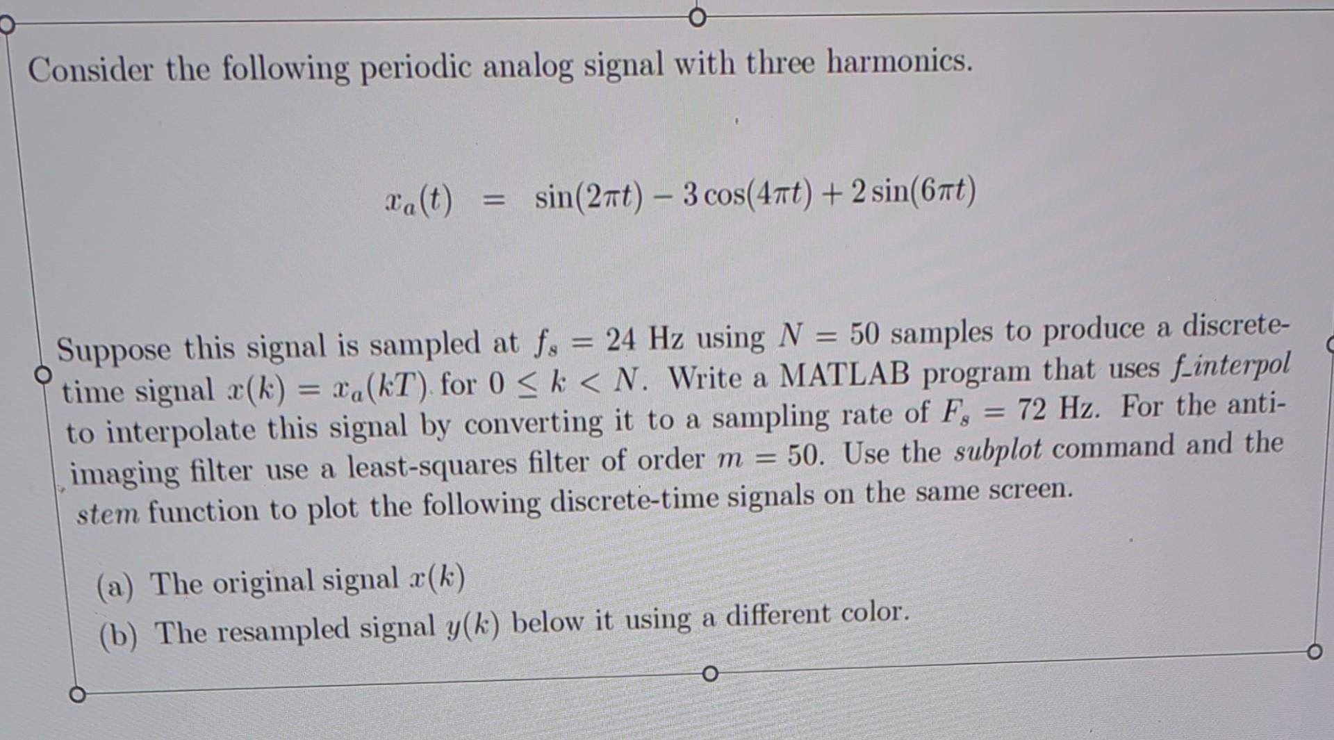 Solved Consider the following periodic analog signal with | Chegg.com