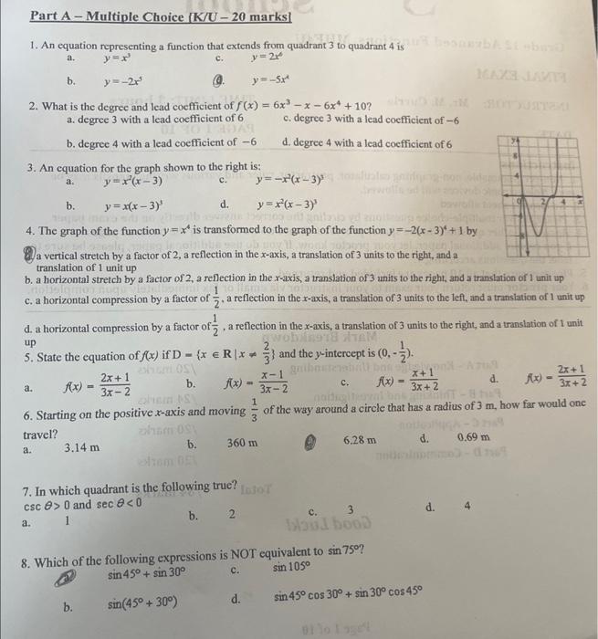 Solved Part A - Multiple Choice [K/U - 20 marks] 1. An | Chegg.com