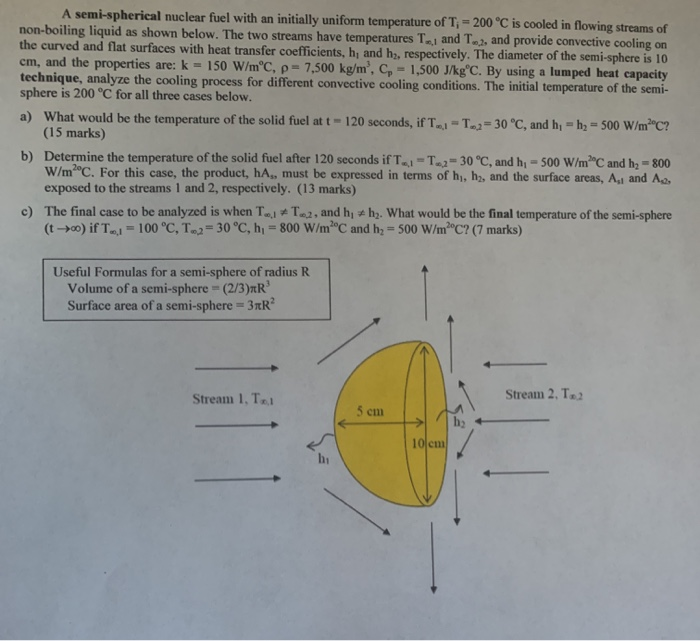 Solved A semi-spherical nuclear fuel with an initially | Chegg.com