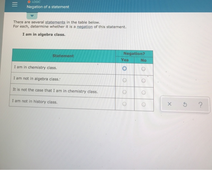 Solved O LOGIC Negation of a statement There are several | Chegg.com
