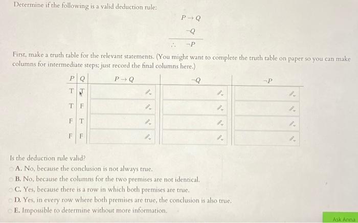 Solved Determine if the following is a valid deduction rule: | Chegg.com