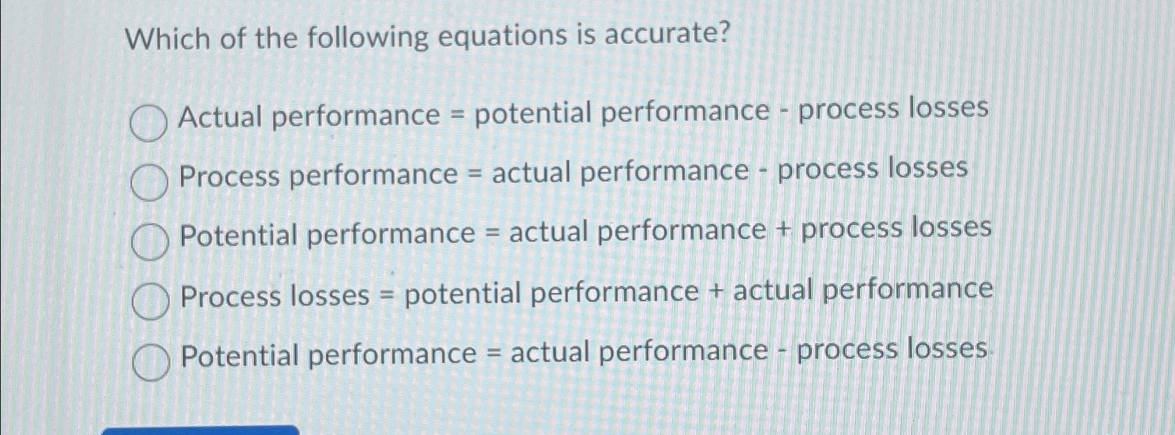 Solved Which of the following equations is accurate?Actual | Chegg.com