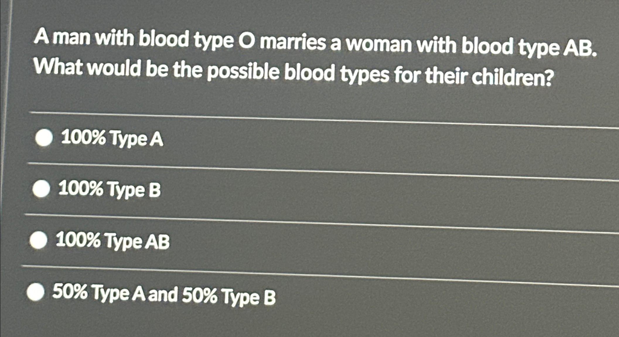 Solved A man with blood type O ﻿marries a woman with blood | Chegg.com