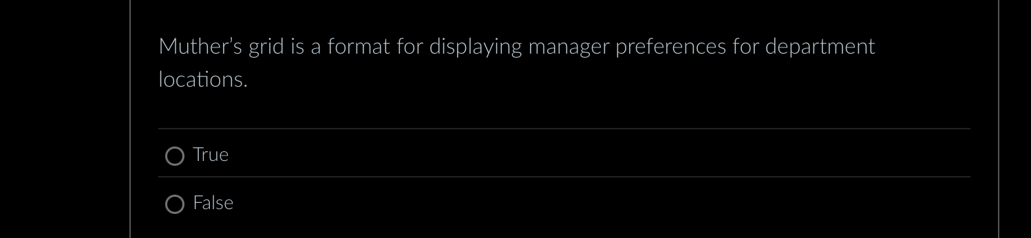 Solved Muther's grid is a format for displaying manager | Chegg.com