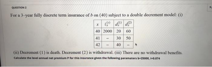 Solved For a 3 -year fully discrete term insurance of b on | Chegg.com