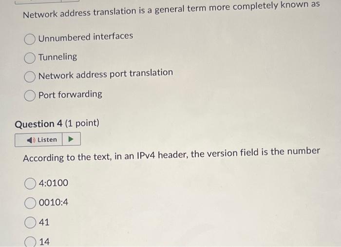 Solved Network address translation is a general term more | Chegg.com