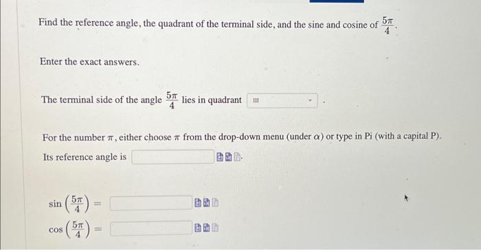 Solved Find the reference angle, the quadrant of the | Chegg.com