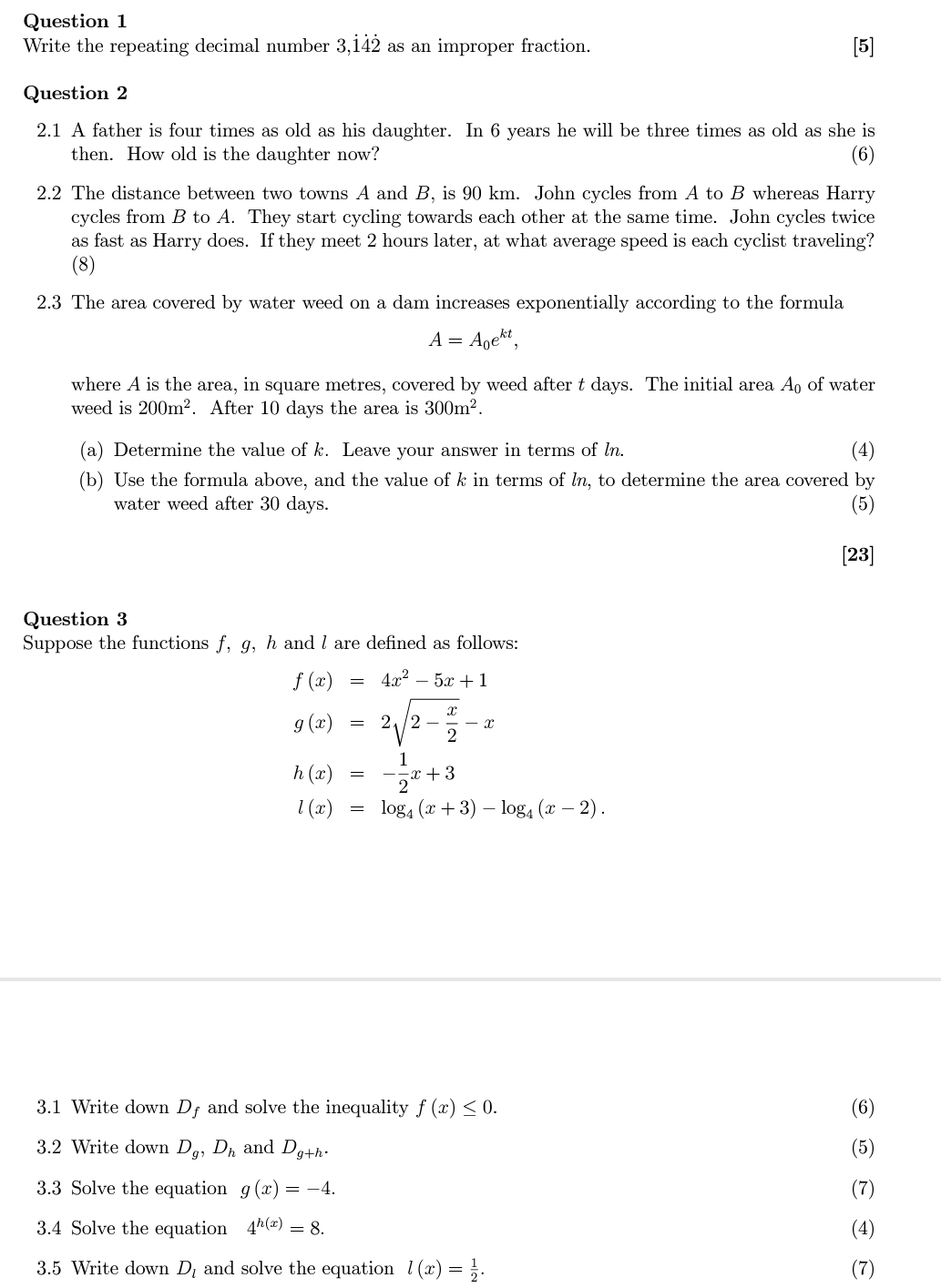 Solved Question 1write The Repeating Decimal Number 3 1˙4¨2˙