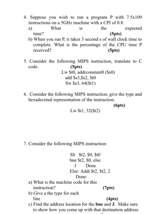 Solved 4. Suppose you wish to run a program P with 7.5x109 | Chegg.com