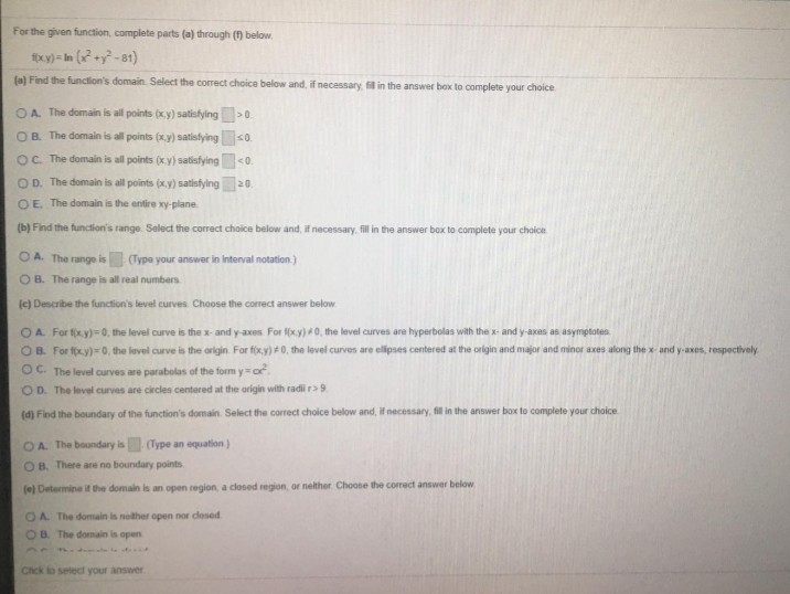 Solved For the given function, complete parts (a) through | Chegg.com