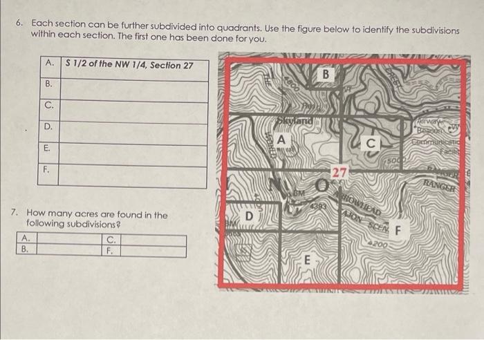 Solved 6. Each section can be further subdivided into | Chegg.com