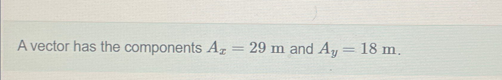 Solved A vector has the components Ax=29m ﻿and Ay=18m | Chegg.com