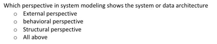 Solved Which perspective in system modeling shows the system | Chegg.com