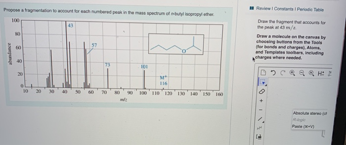 Solved Propose a fragmentation to account for each numbered | Chegg.com
