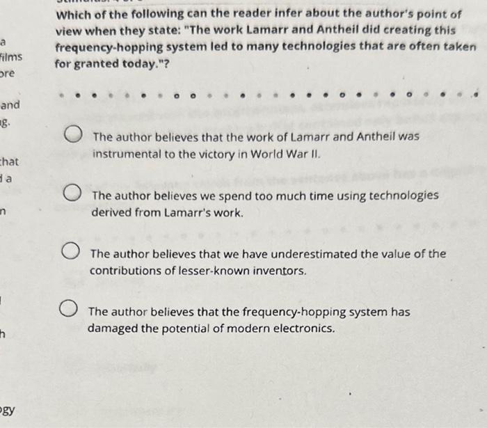 Hedy Lamarr, the Inventor Hedy Lamarr was a woman of | Chegg.com