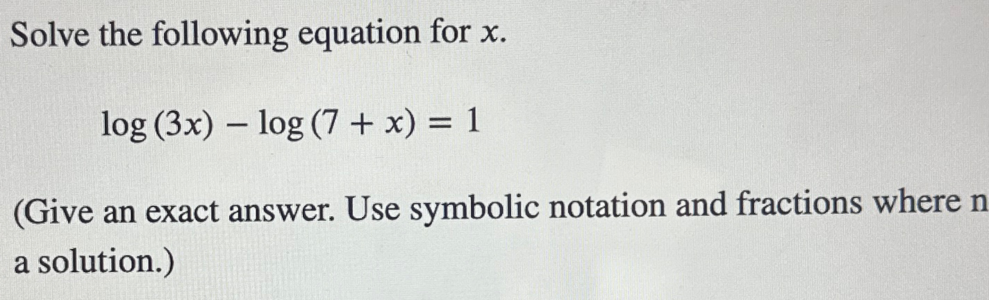Solved Solve the following equation for | Chegg.com