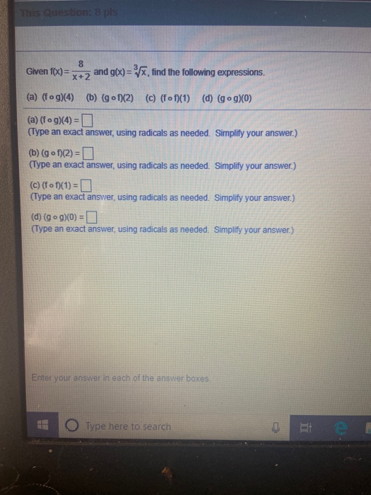 Solved This Question: 8 pls Given fx)= x+2 and g6)=Ft, find | Chegg.com