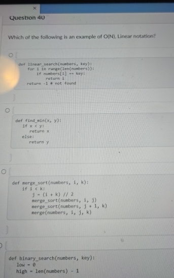 Solved Question 40Which of the following is an example of | Chegg.com