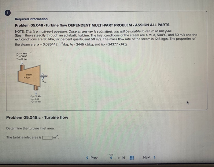 Solved Required information Problem 05.048-Turbine flow | Chegg.com